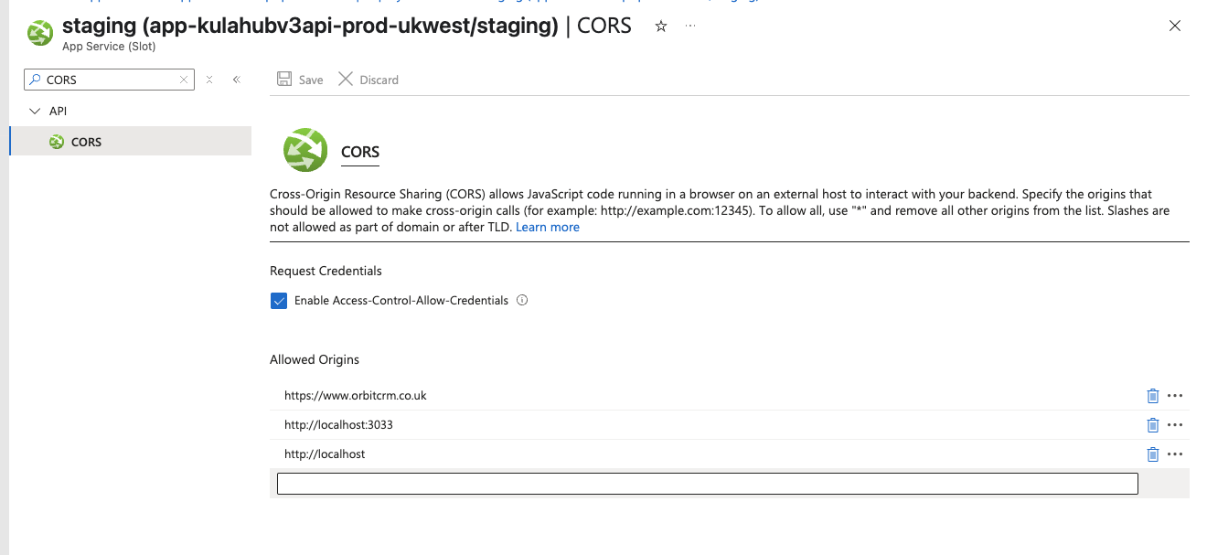 CORS configuration issues - Microsoft Q&A