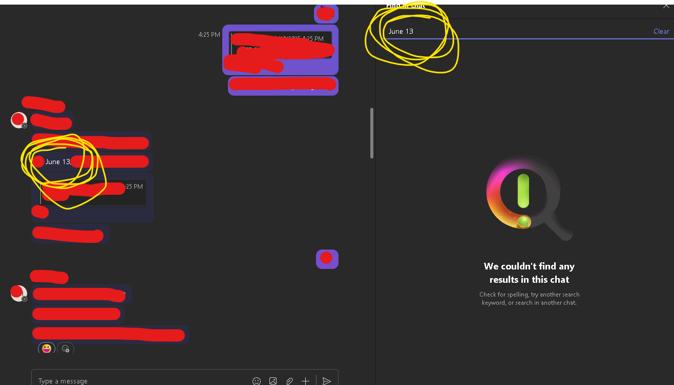FIX SEARCH MESSAGE IN TEAMS PLEASE, I HAVE TO SCROLL UNTIL THE END OF ...