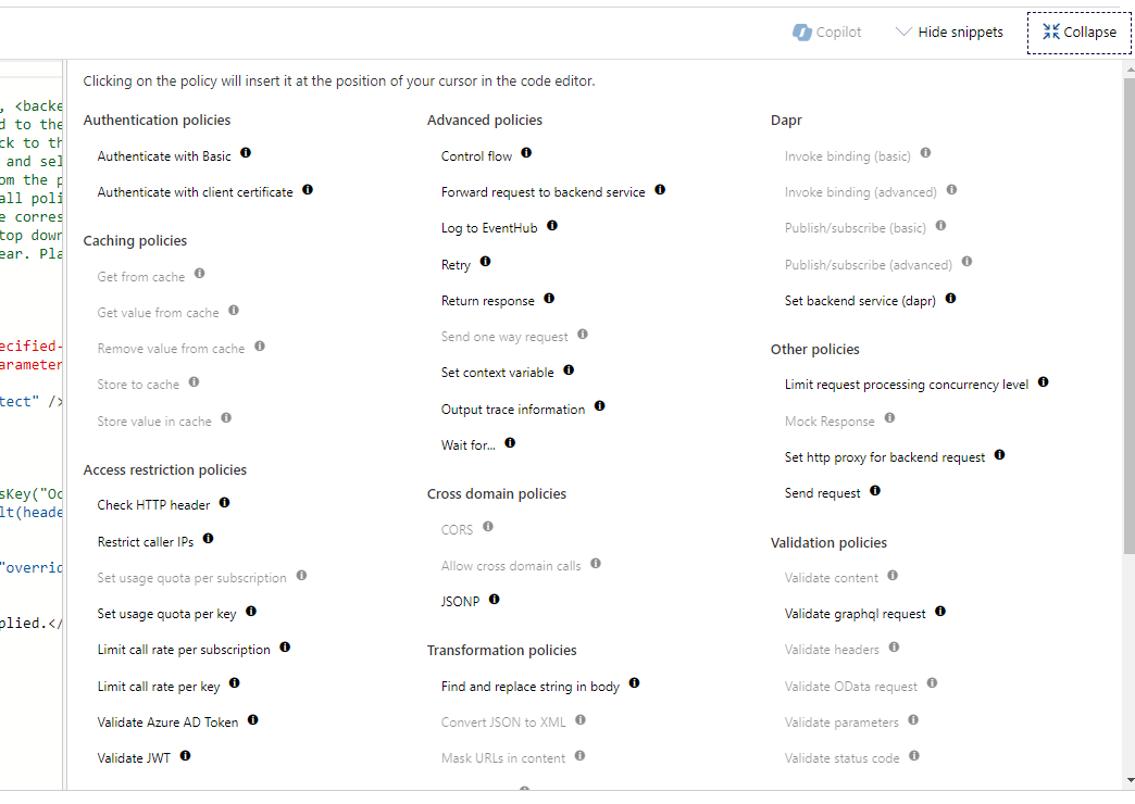 What are the Policies available for GraphQL API in Azure API management ...