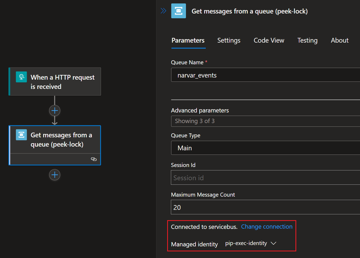 How to paramatize service bus managed identity in 'connections.json' for standard logic apps ...