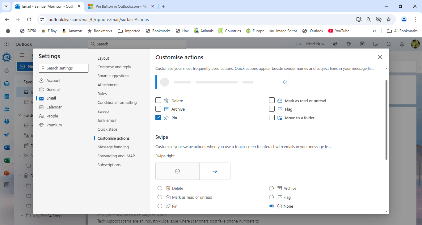 Pin Button in Outlook.com - Microsoft Q&A