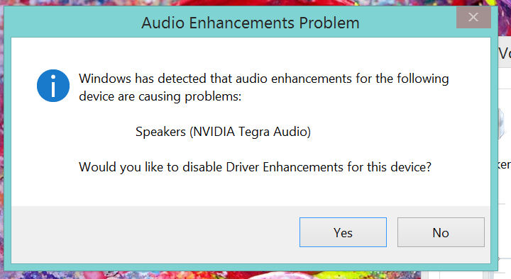 Audio Enhancements Problem window - Microsoft Q&A