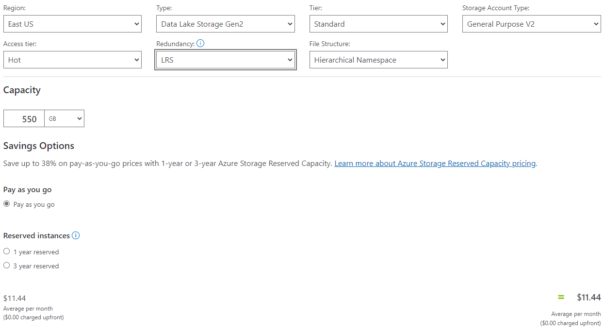 About reserved capacity in Azure Storage Pricing Calculator - Microsoft Q&A