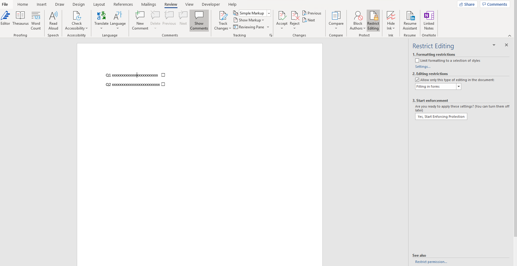 Creating a Locked Check Box List in Microsoft Word 365. - Microsoft Q&A
