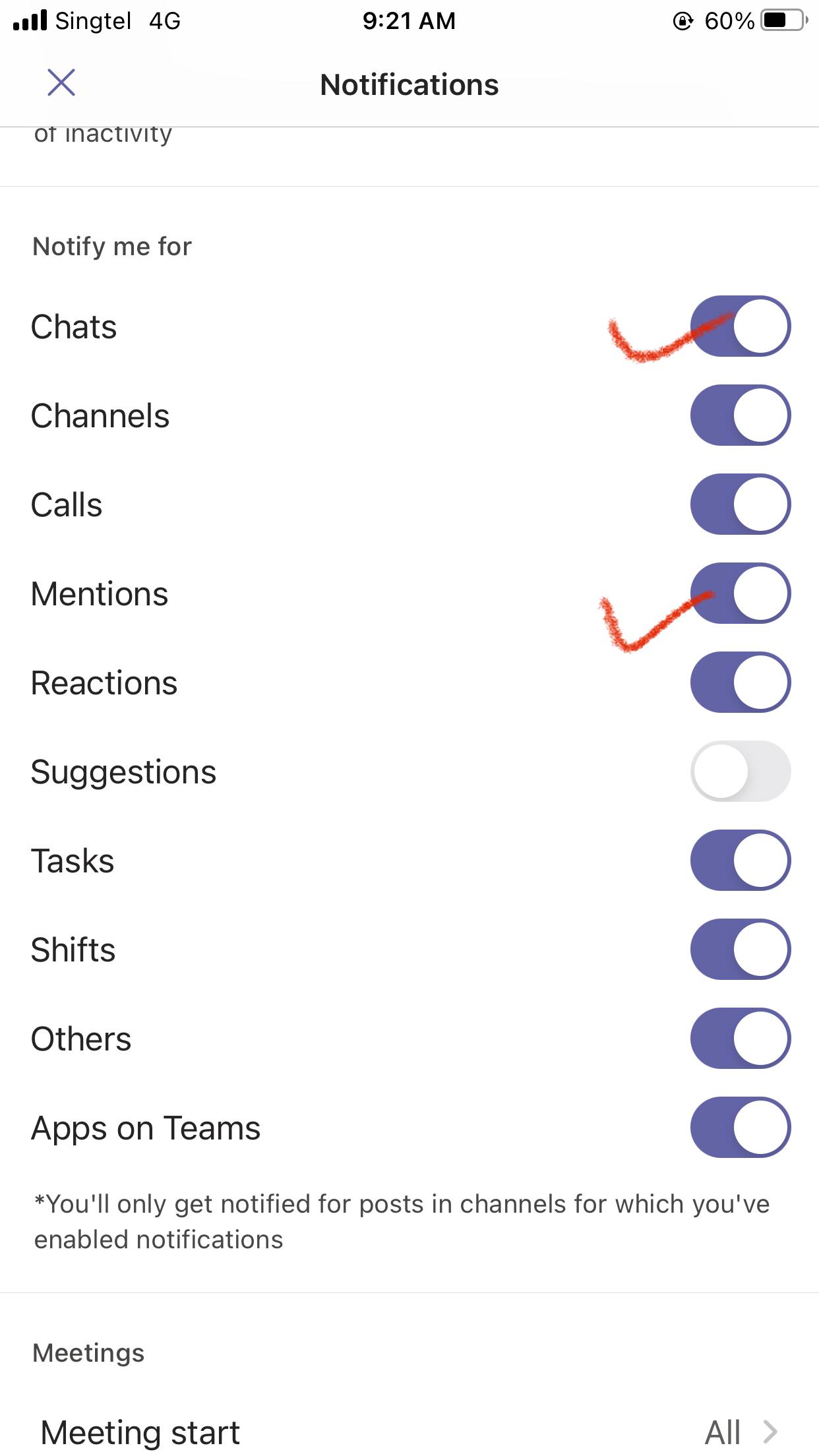 Teams mention notifications not working when chat notifications are ...