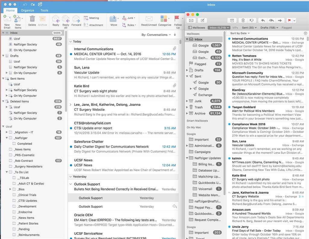 Inbox Message List White Space Increased and Font Enlarged in Outlook ...