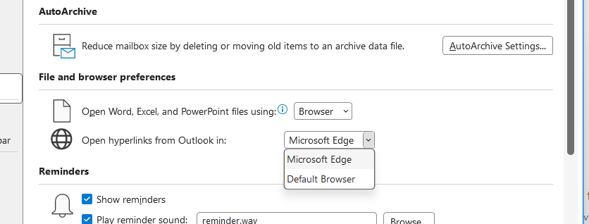 Office 365 Outlook default browser - Microsoft Q&A