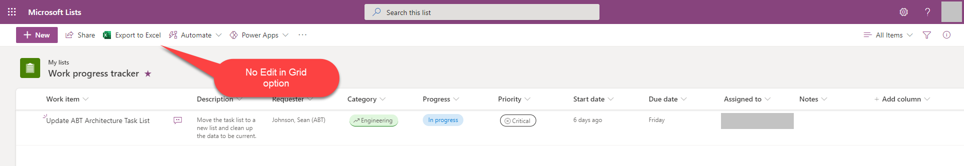 "Edit in Grid View" button missing in All items view - Microsoft Q&A
