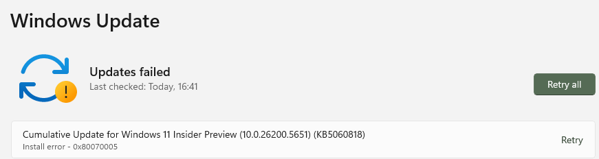 Install error - 0x80070005 - Microsoft Q&A