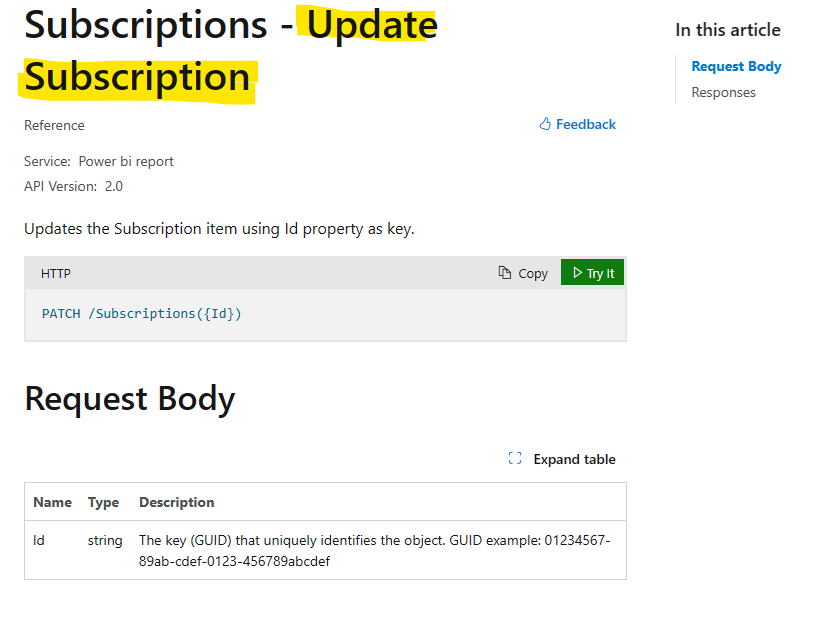 How to use Add and Update Subscriptions in Power BI using Rest API? - Microsoft Q&A