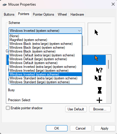 mouse settings for better visibility - Microsoft Q&A