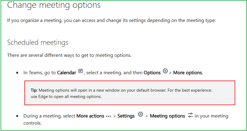 I can't access Meeting Options in Teams - Microsoft Q&A