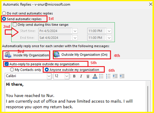 Same message for inside and outside organization - Microsoft Q&A
