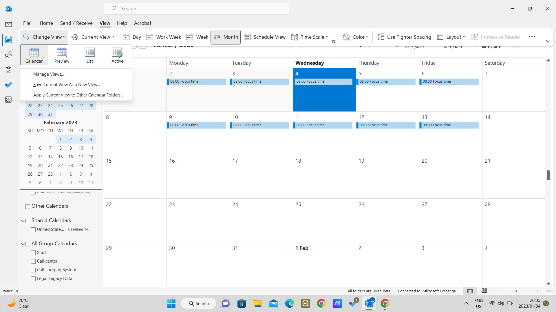Outlook calendar opening in list view - Microsoft Q&A