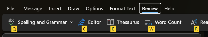 Keyboard Shortcut for Thesaurus in Outlook Message Editor (in addition ...