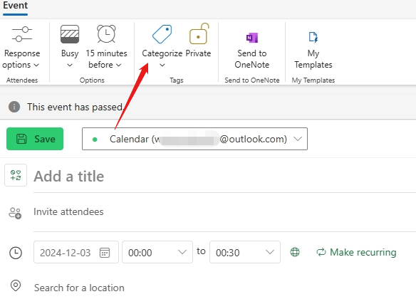 Selecting calendar/category for event - Microsoft Q&A