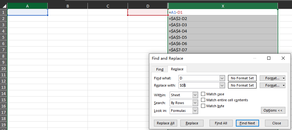 Dragging an absolute reference formula down a column in Excel so that the formula always refers ...
