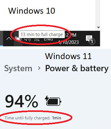 Read "time to fully charged" - Microsoft Q&A