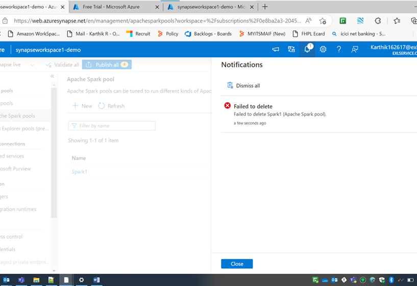 Unable To Delete The Apache Spark Pool In Azure Synapse Analytics Microsoft Qanda 