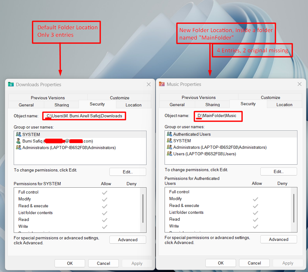 Is it secure to move my Documents, Downloads, and other user folders to ...