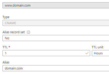 Error on trying to add an alias record set: Failed to create record set '@'. Error: Maximum ...