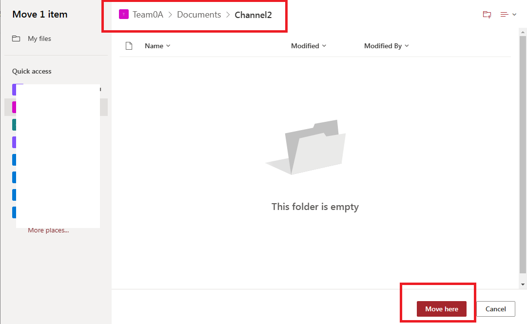 Moving a sharepoint "in site library" channel to the same "in channels" location in sharepoint ...