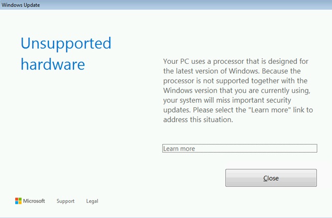 Windows 7 annoying "Unsupported Hardware" pop ups - Microsoft Q&A