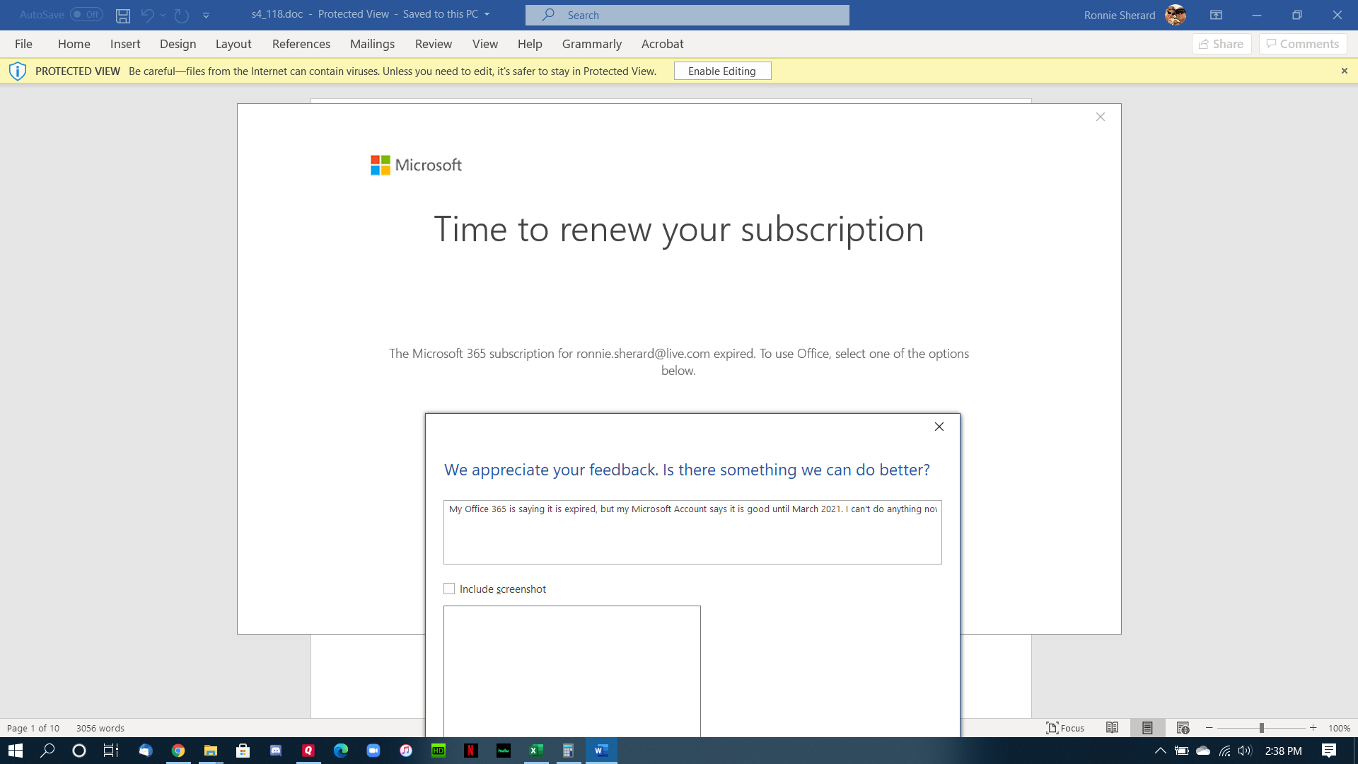 Subscription expired message - Microsoft Q&A