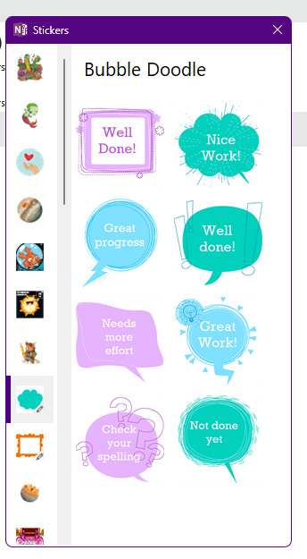 Where are the rest of the stickers for OneNote? - Microsoft Q&A