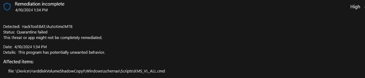 HackTool:BAT detected by Windows security - Microsoft Q&A