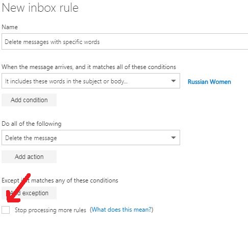 Why doesn't unchecking the "Stop processing more rules" box work when ...