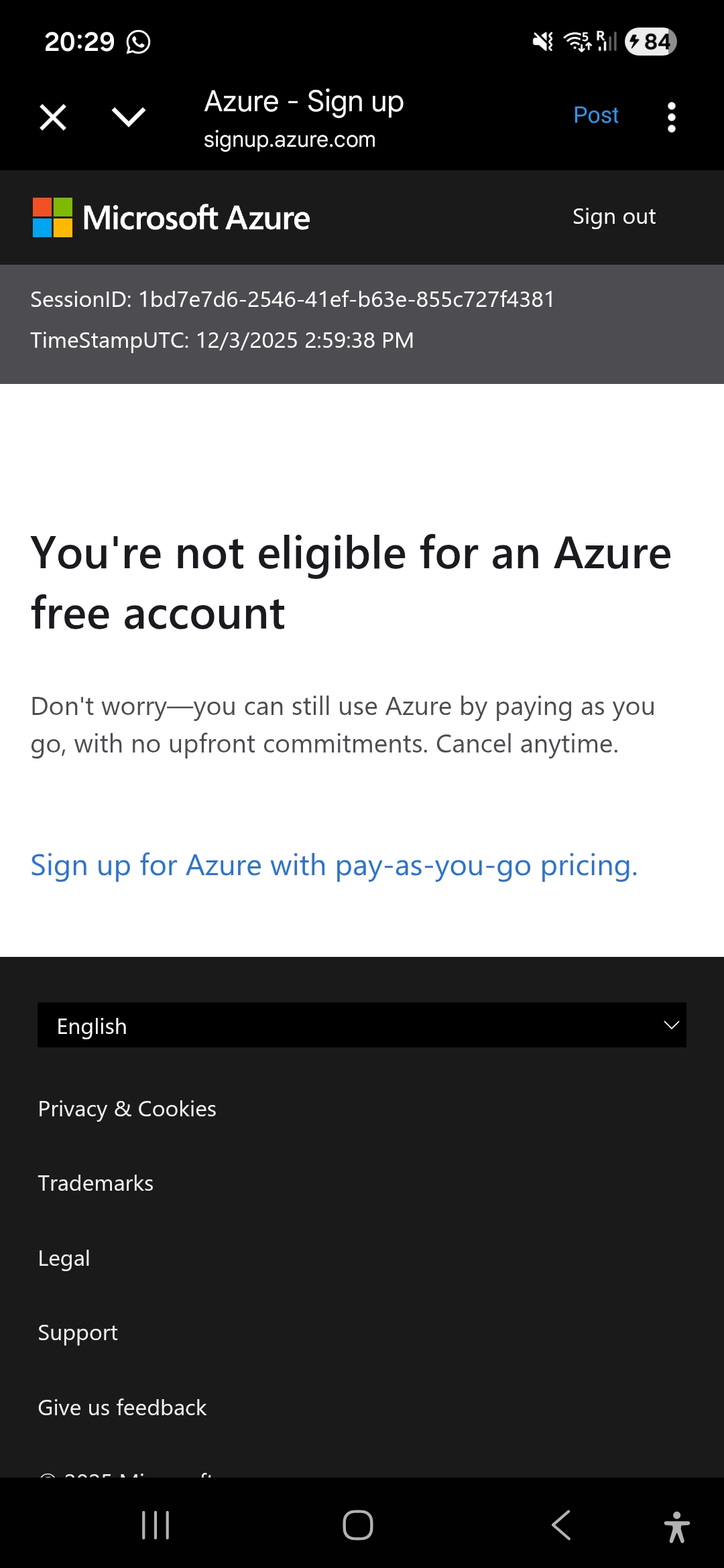 Azure for Students issue - Microsoft Q&A