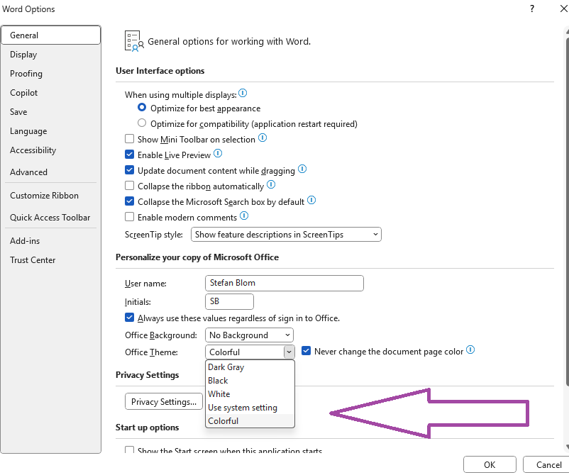 when i open "WORD" everything is dark.....how do I get all things not ...