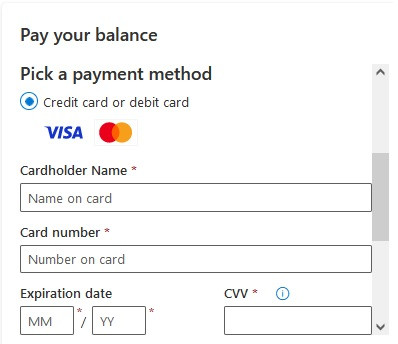 Cannot add Amex in payment method - Microsoft Q&A