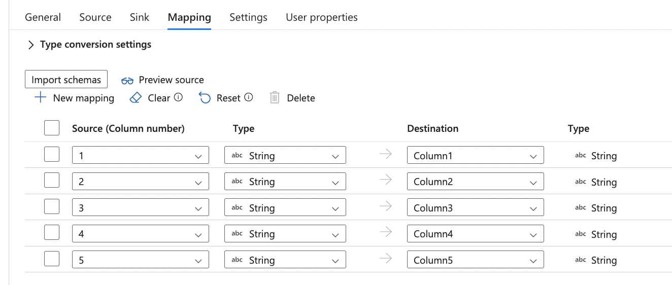 Data Factory. Adding Column Name when your files doesn't have column ...