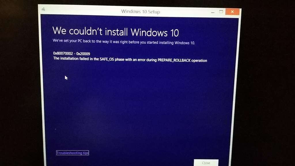 Win 10 upgrade - Error during prepare rollback operation - Microsoft Q&A