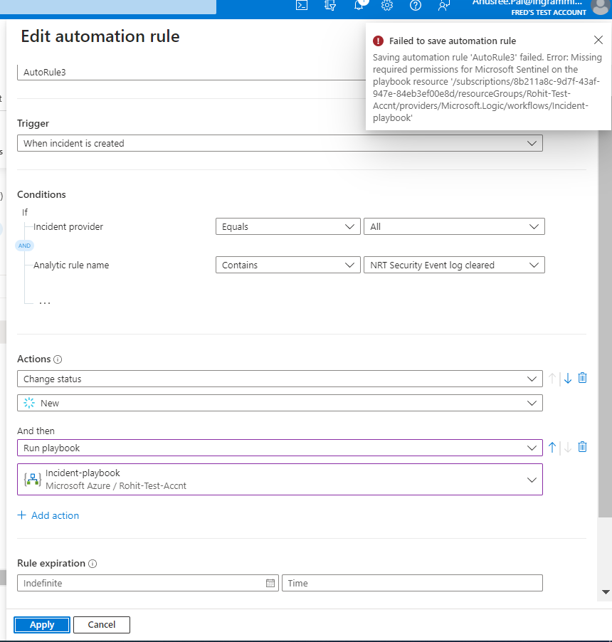 Microsoft sentinel Playbook permission issue - Microsoft Q&A Microsoft sentinel Playbook permission issue - Microsoft Q&A