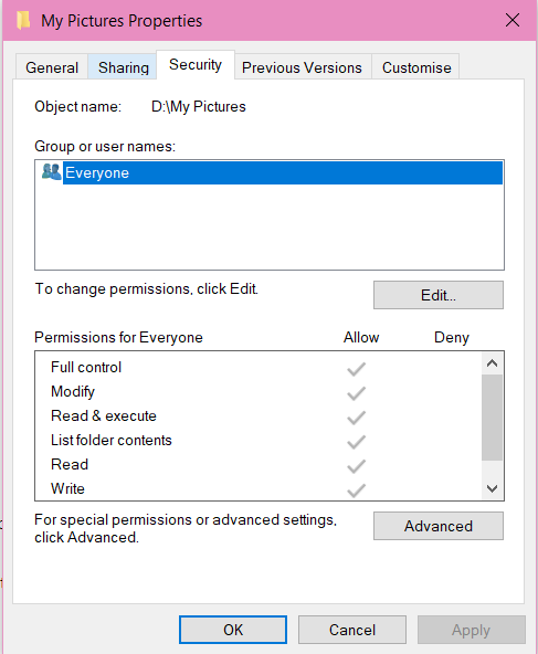 I do not have the permissions to view my photos that I've moved from ...