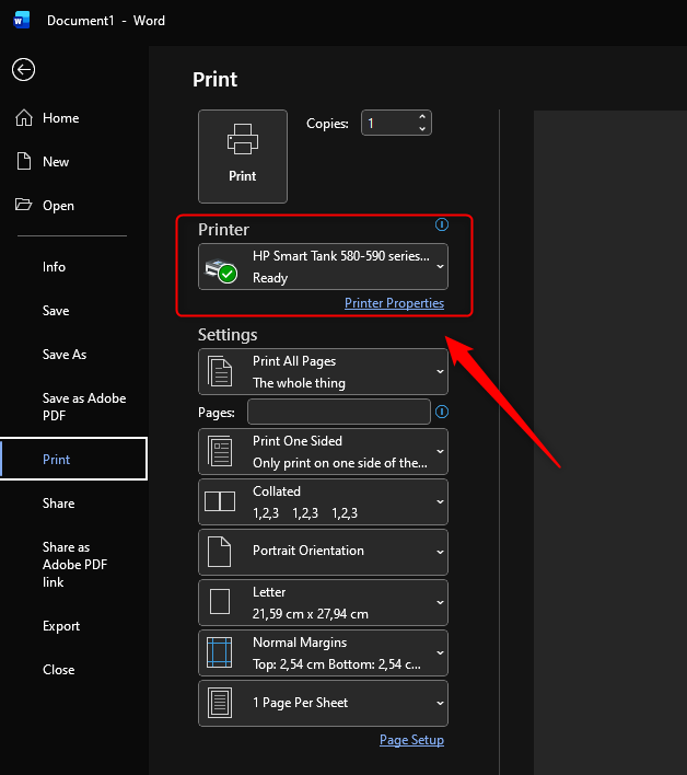When trying to print a word doc it pulls up pdf and can't print word ...