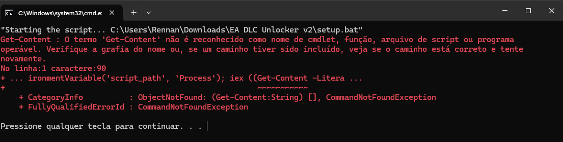 PowerShell não aceita o termo 'Get-Content' não é reconhecido como nome de cmdlet - Microsoft Q&A