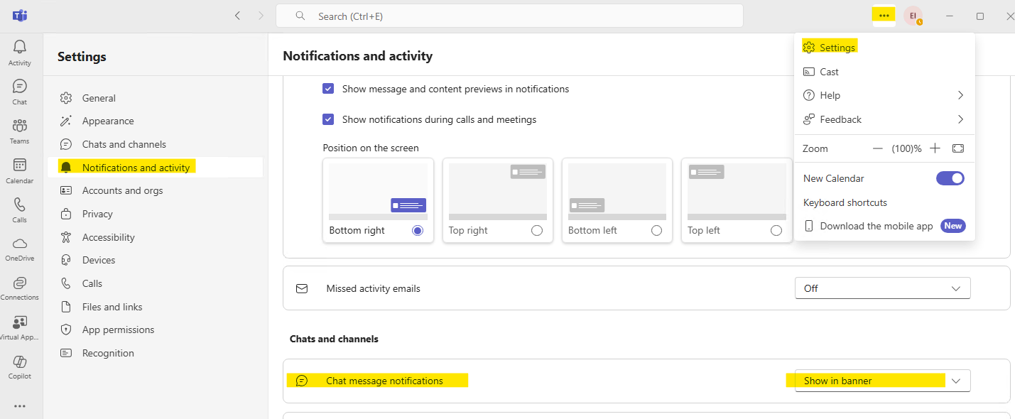 My Teams no longer shows me that I have unread messages at the bottom ...