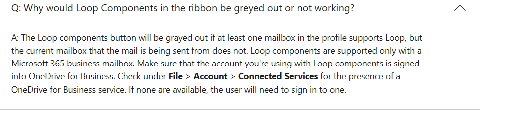 Loop Component Icon in Outlook Desktop is not visible/grayed out ...