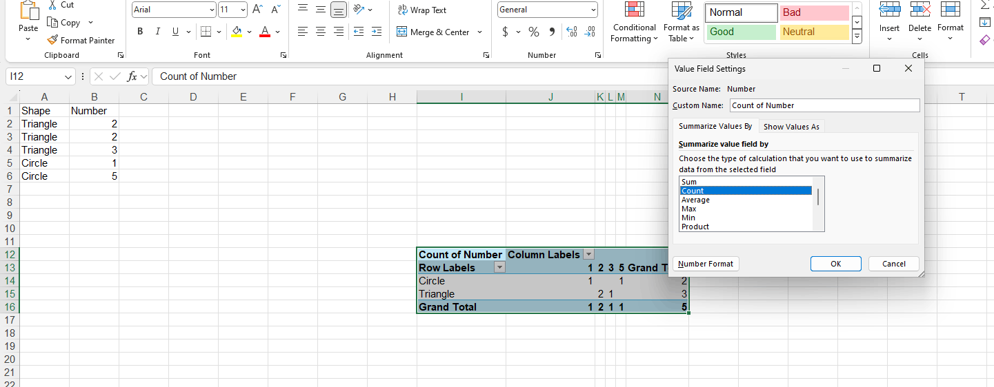 Can I create a Excel pivot table without a sum - Microsoft Q&A