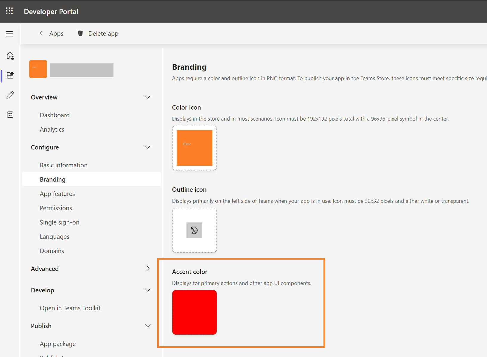 Developer PortalでのBranding > Accent colorの使われ方が知りたい - Microsoft Q&A