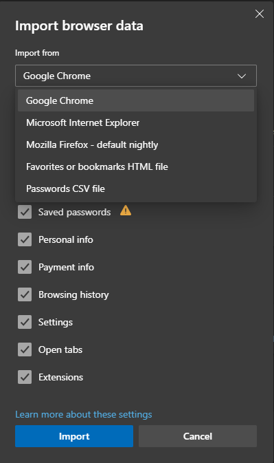 How can I get my browsers to import the info from the Favorites folder ...