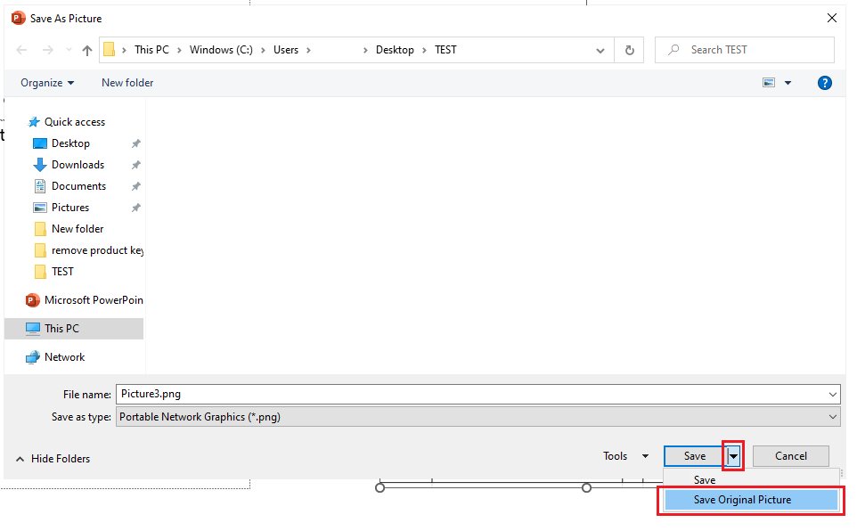 How can I save objects in a ppt file as 300dpi with "Right-click - Save ...