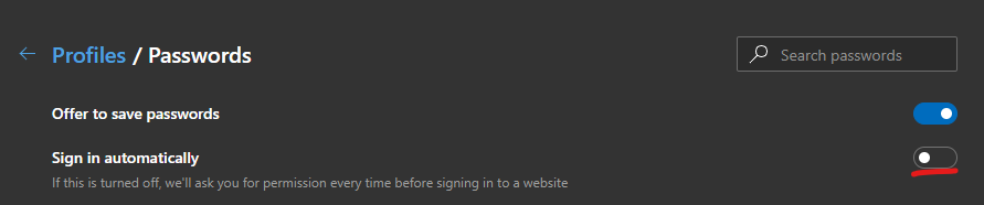 How do I make Edge ask for password when I login to my profile ...