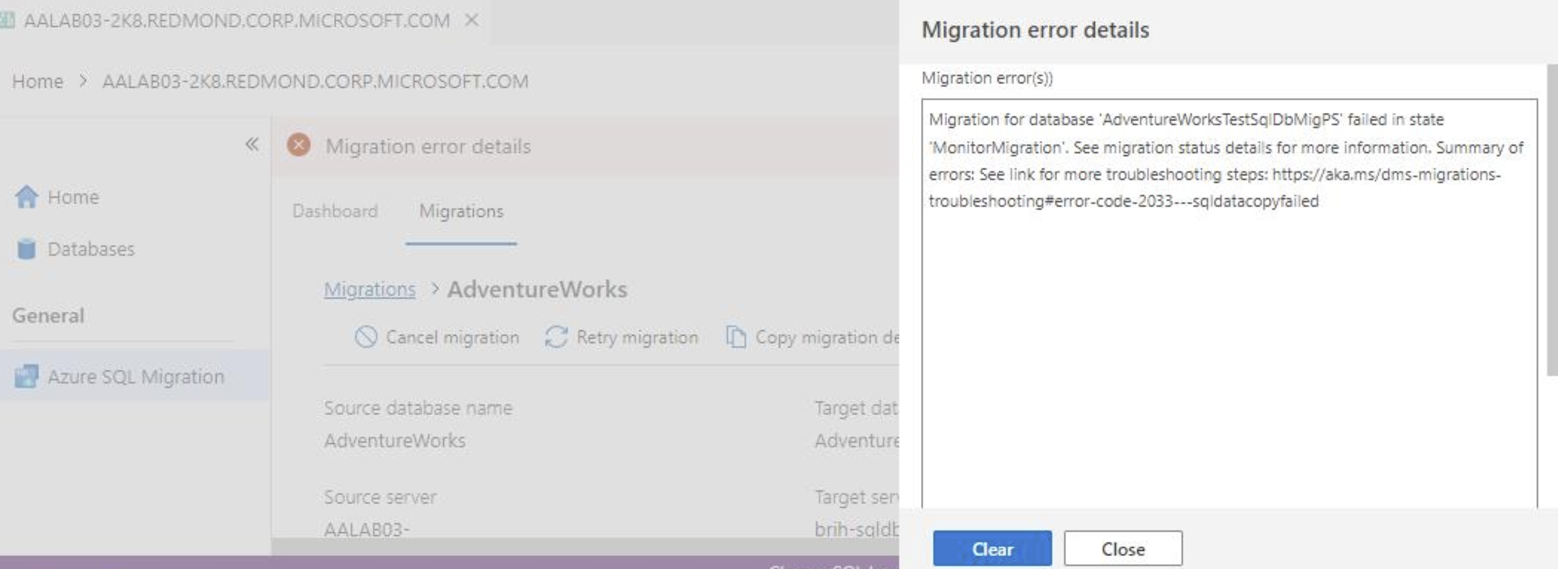 I want to use Azure SQL Migration with Data Studio, error i see is ...