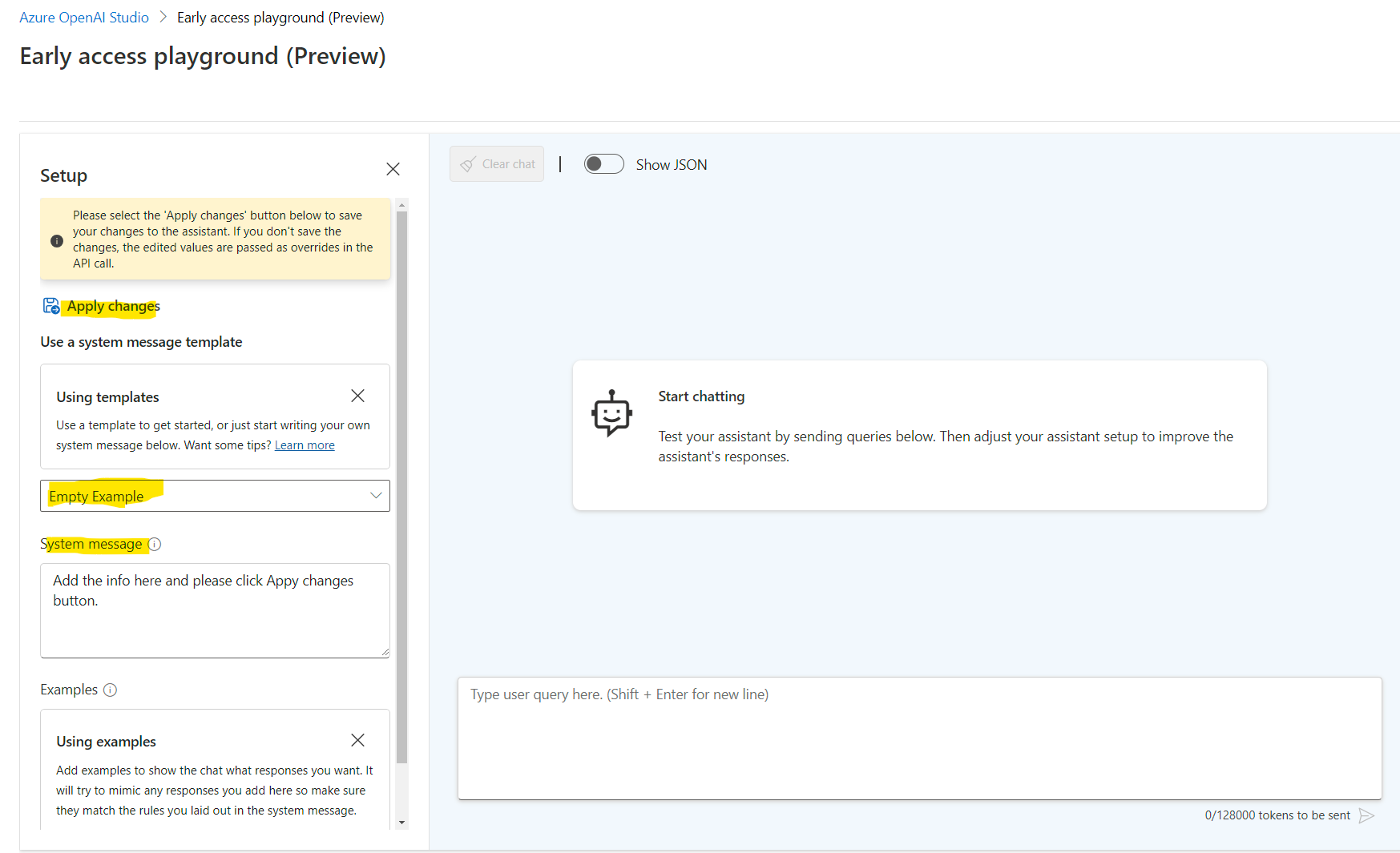 Unable to edit the default System Messages in Azure AI Chat Playground. - Microsoft Q&A
