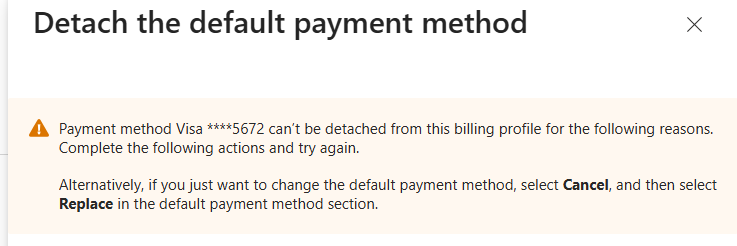 Remove payment method / Close billing profile - Microsoft Q&A